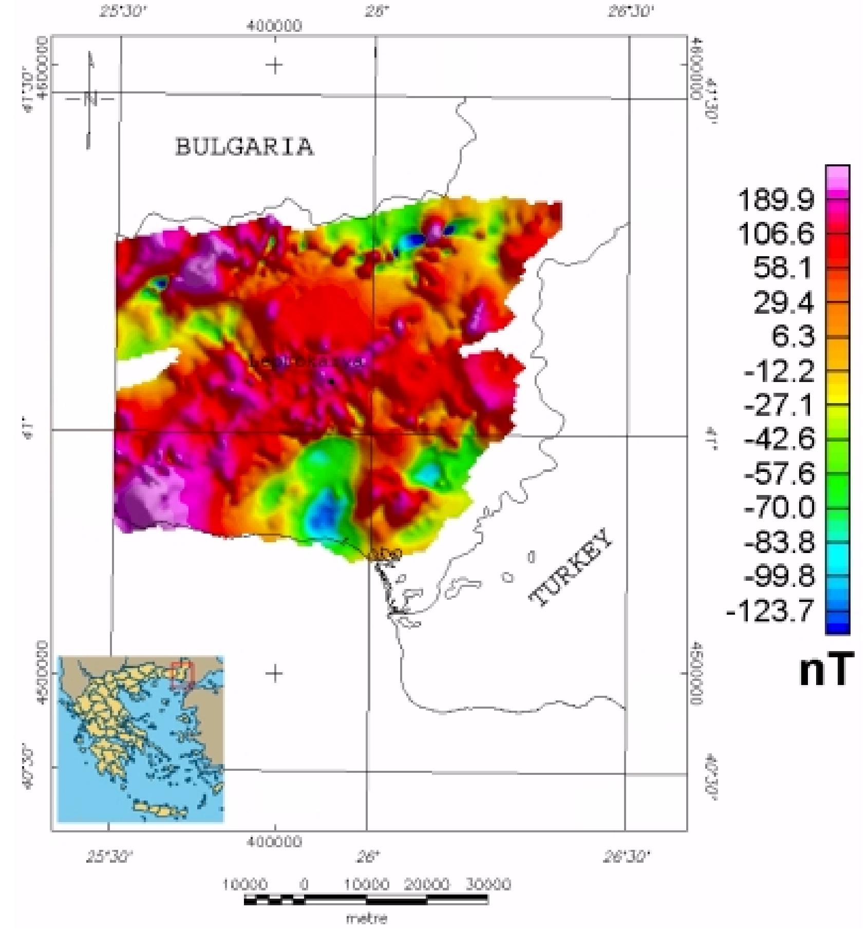 Total field reduced to the pole anomaly map of the eastern