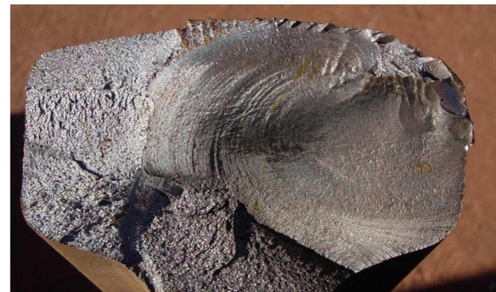 Transverse defect developed from gauge corner cracking.