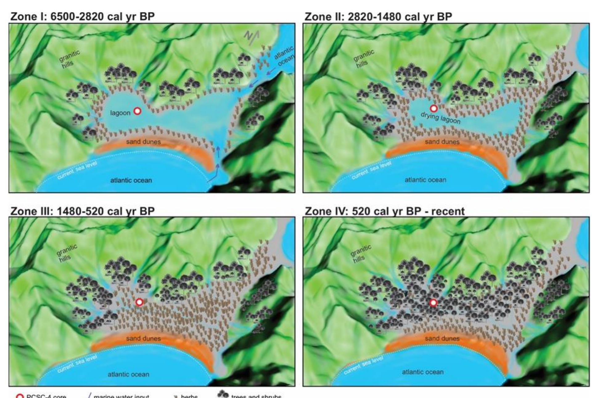 Schematic model of the environmental evolution of the