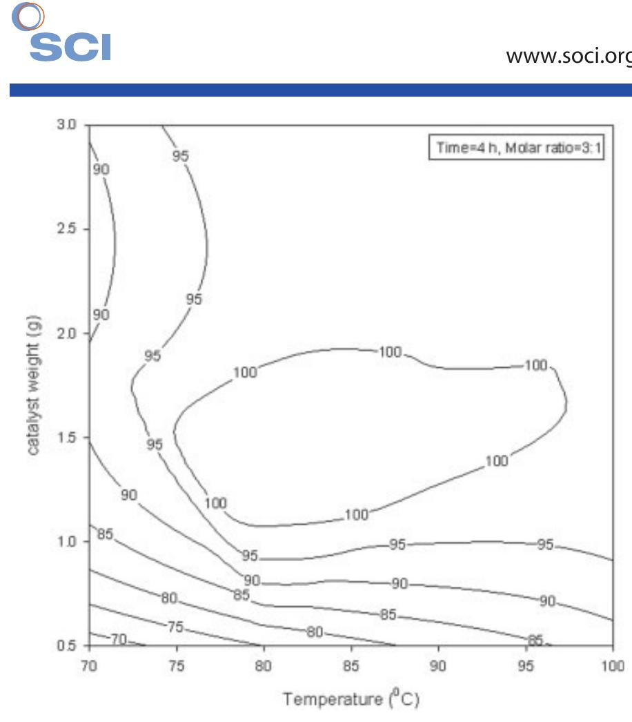 Contour Plot Showing The Effect On Conversion Of The