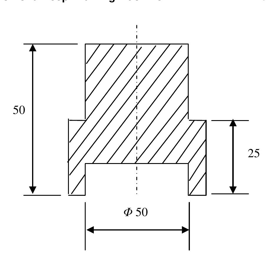 Dimensions of the ejector (mm). a diameter of 60 mm.