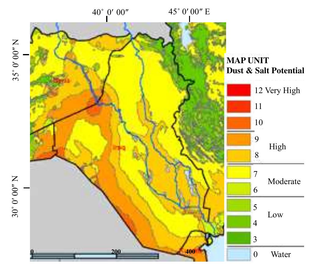 Dust potential map of iraq [14]. figure 16. temperature map