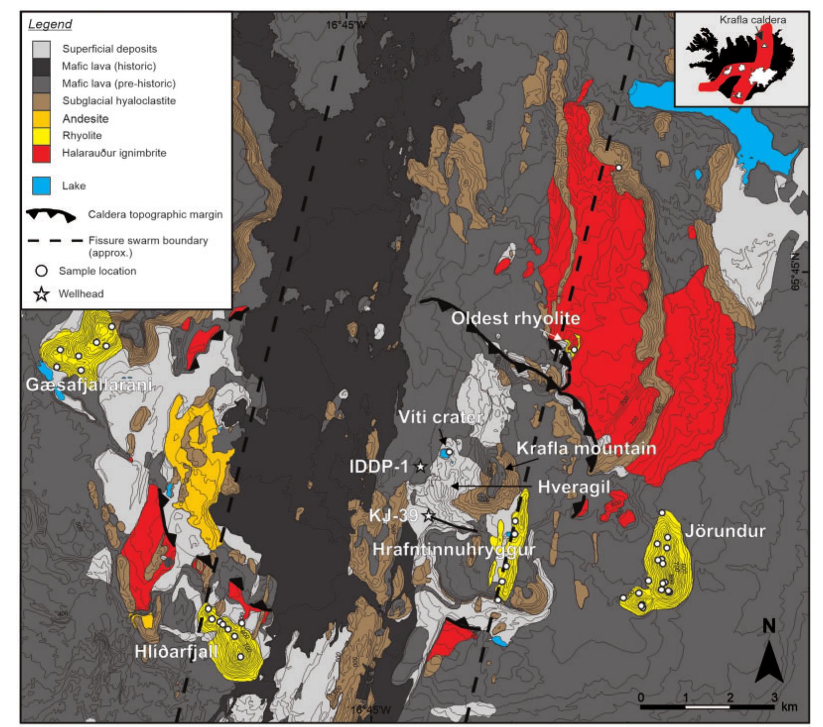 Simplified geological map of the krafla caldera and
