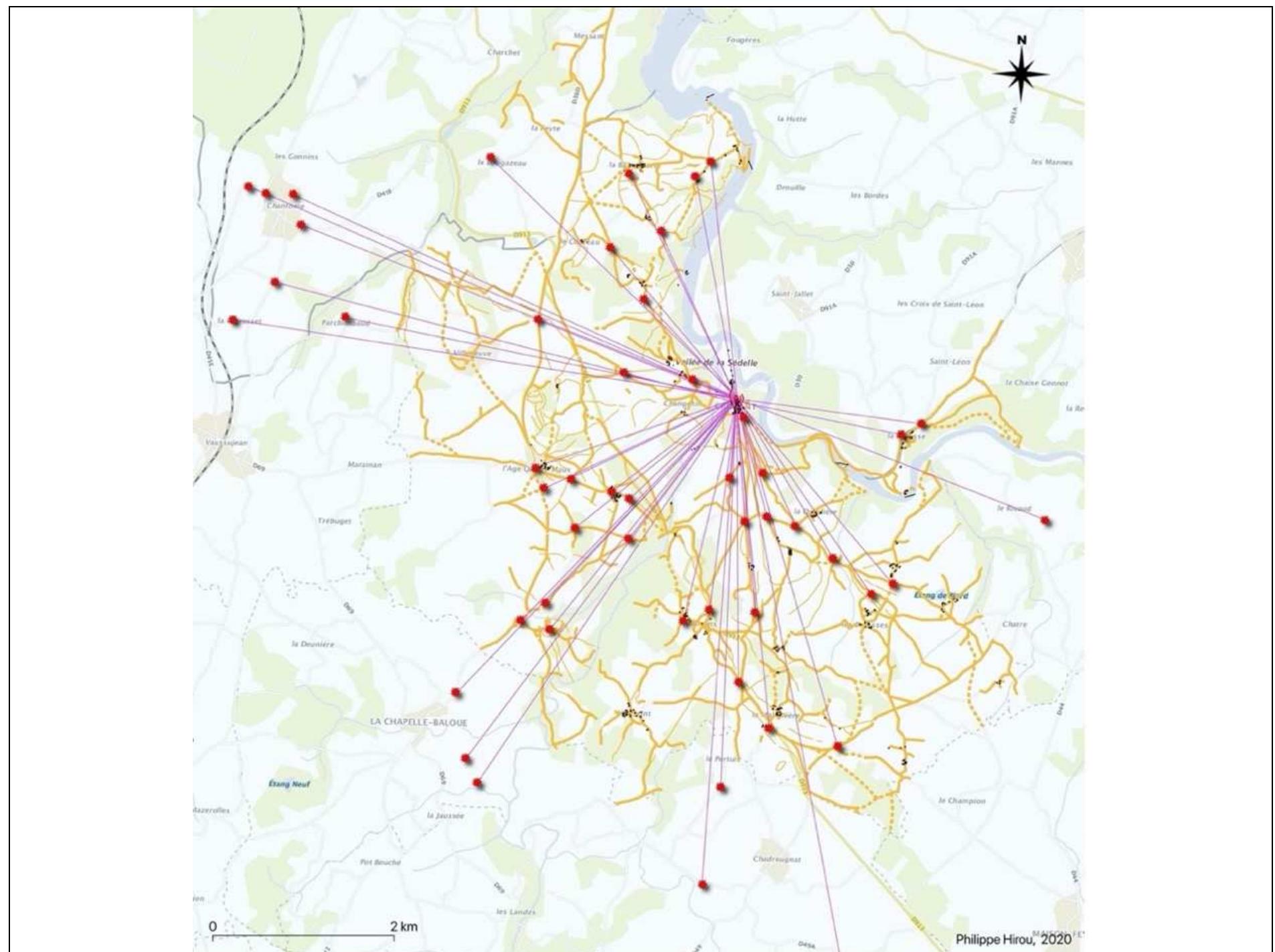 - map of crosses and paths in the napoleonic cadastre (1826)