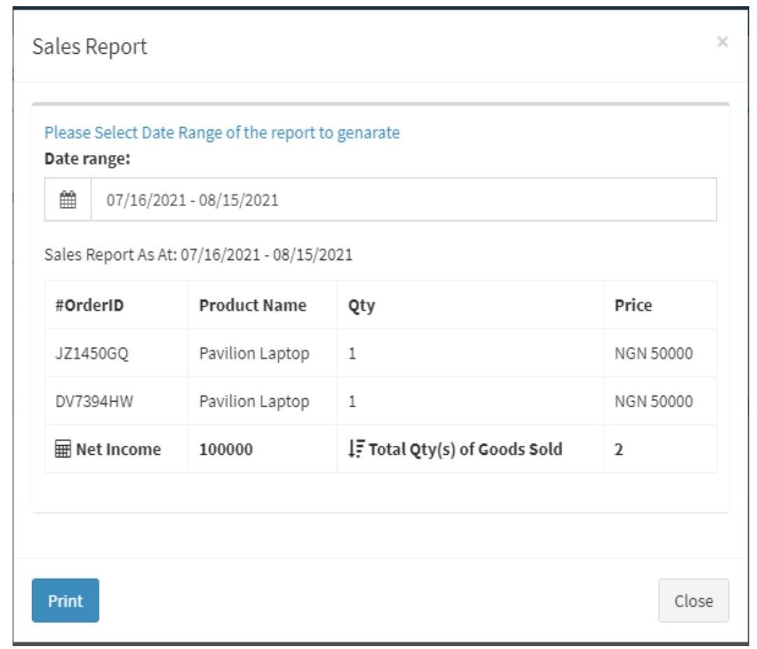 Inventory report figure 3: sales report