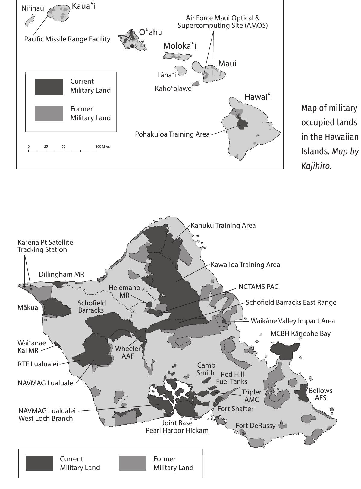 Map of military occupied lands on o‘ahu. map by kyle