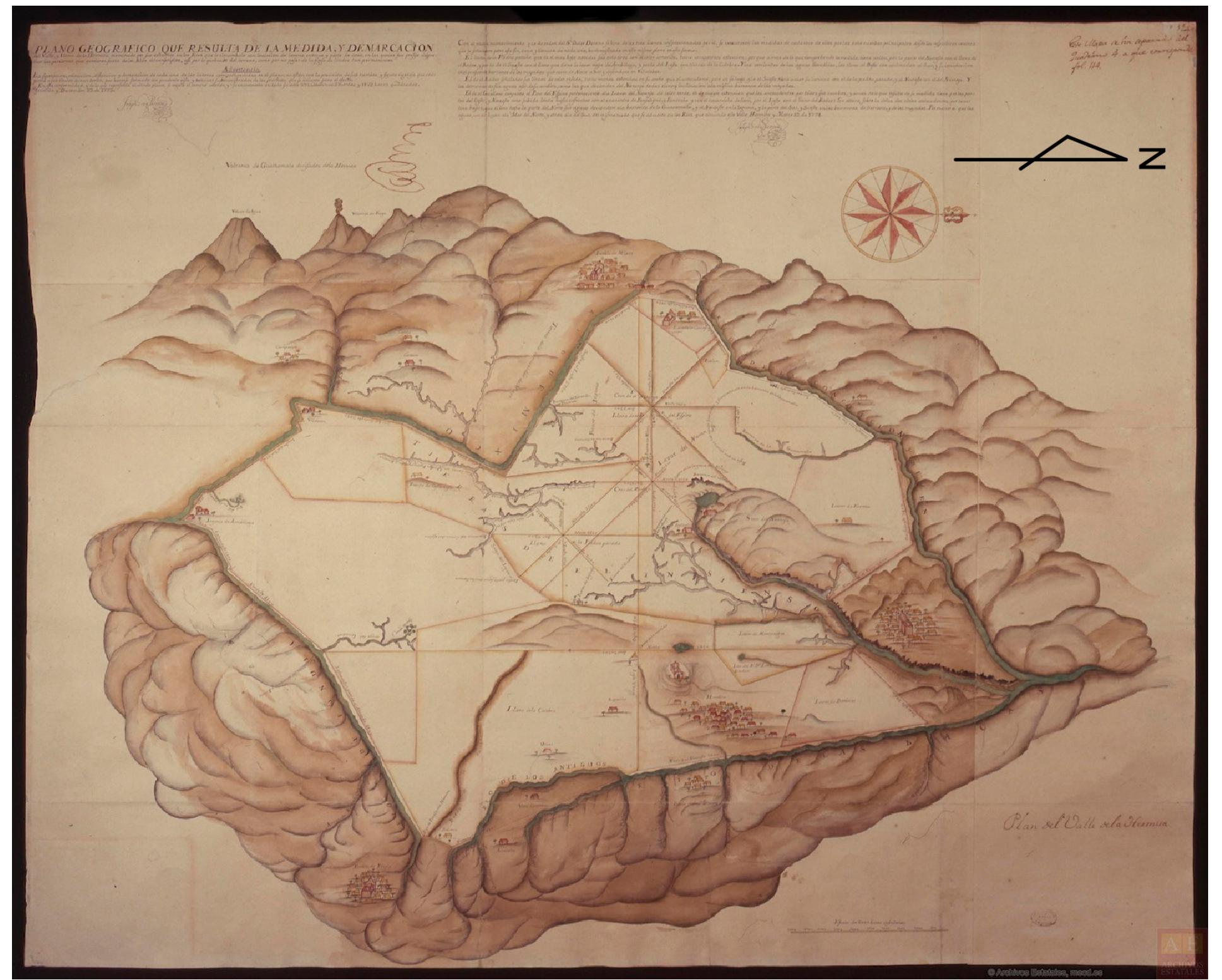 Geographic plan of guatemala city on the basis of the survey