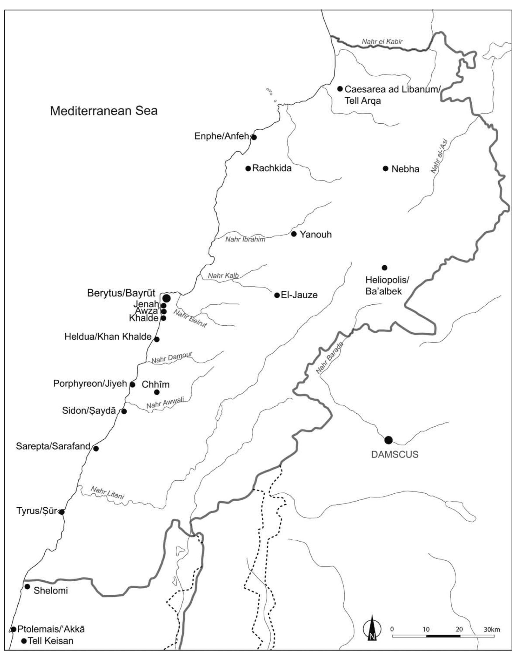 Map of the central levant showing the location of