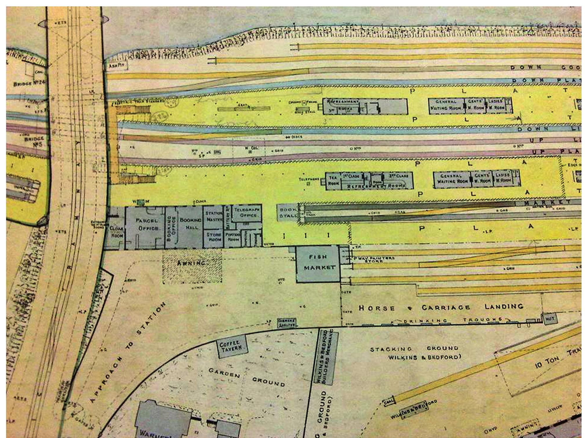 Plan of the victorian station showing the approach to the