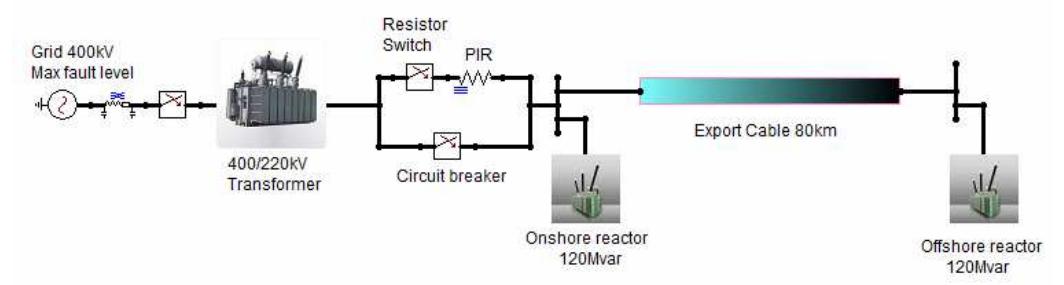 Single line diagram of the modelled system cables can be