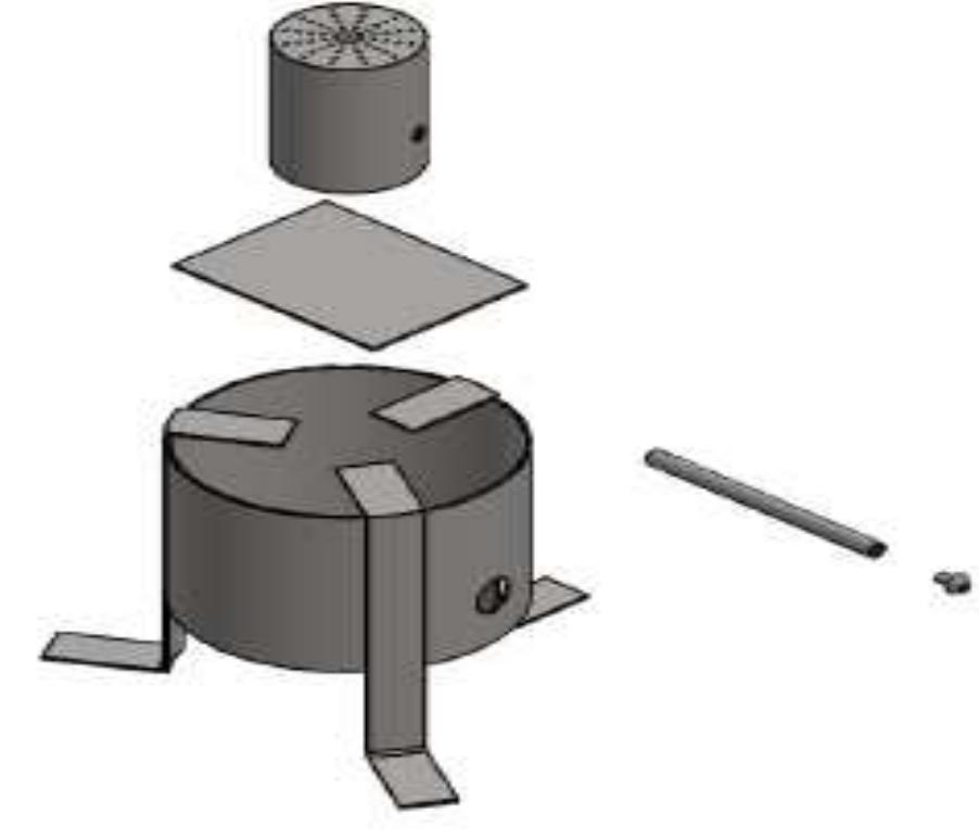 Exploded view of the developed burner