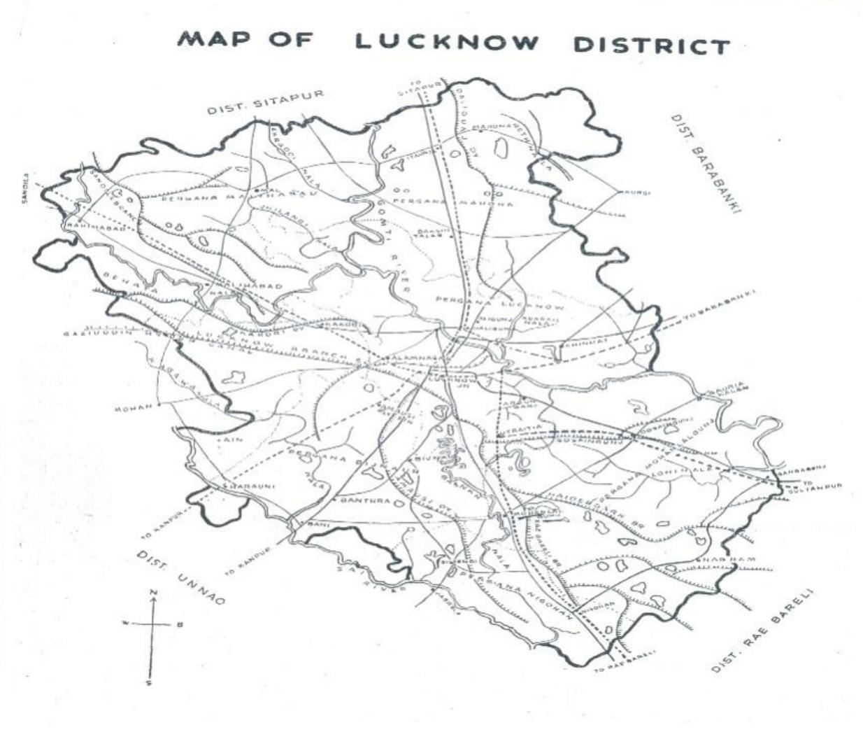 Map of lucknow district the central upland marks the