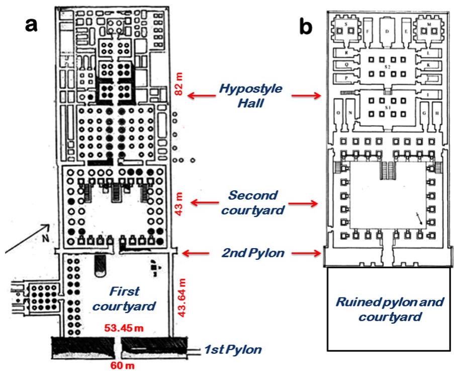 A plan of the ramesseum temple temple [72], and b plan of