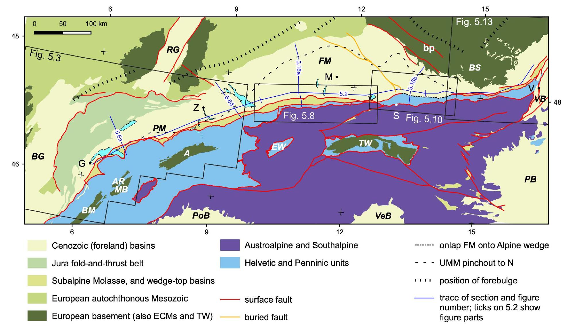 1: overview map of the peripheral alpine foreland basin, and