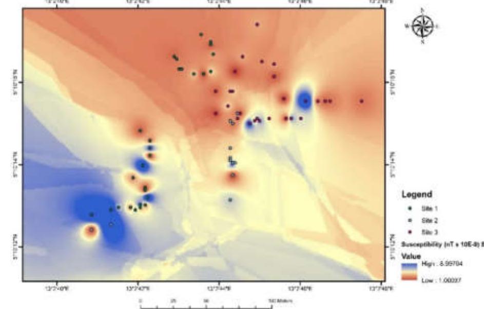Sampling distribution map of the study area the study area