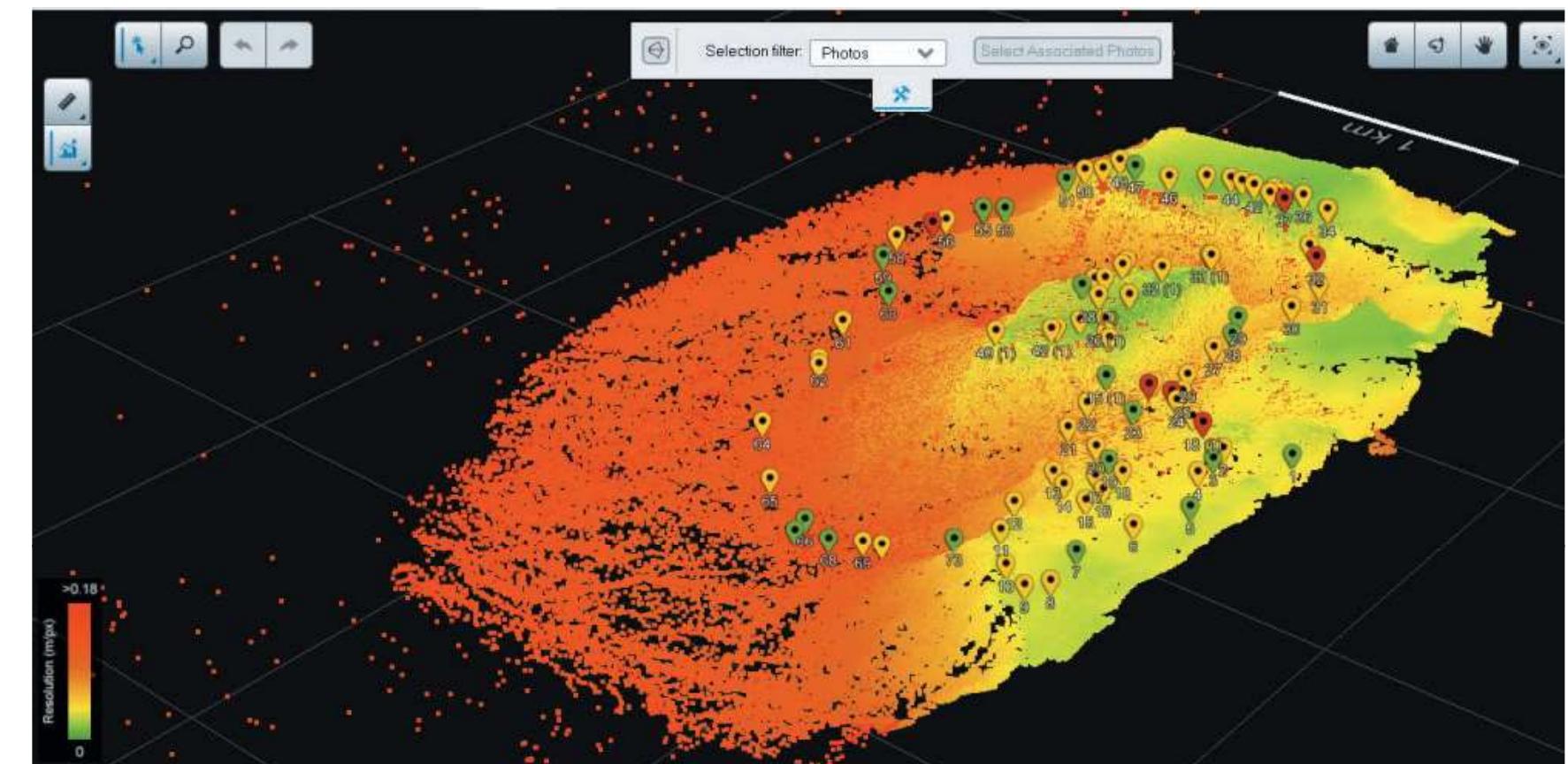 Resolution map of the photogrammetric model, produced with