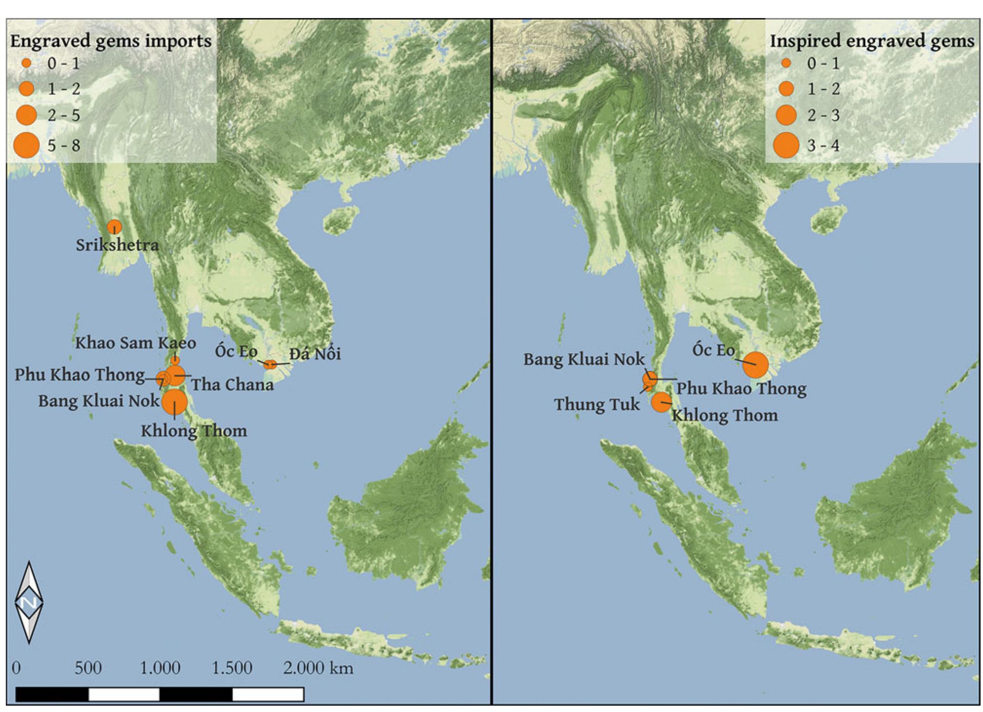 Distribution map of mediterranean and inspired engraved