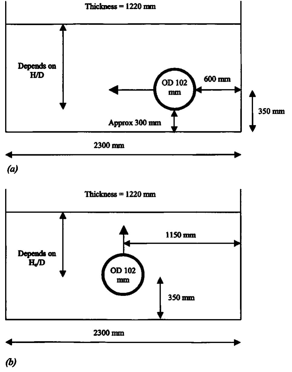 Schematic diagrams of setups of large-scale tank test: (a)