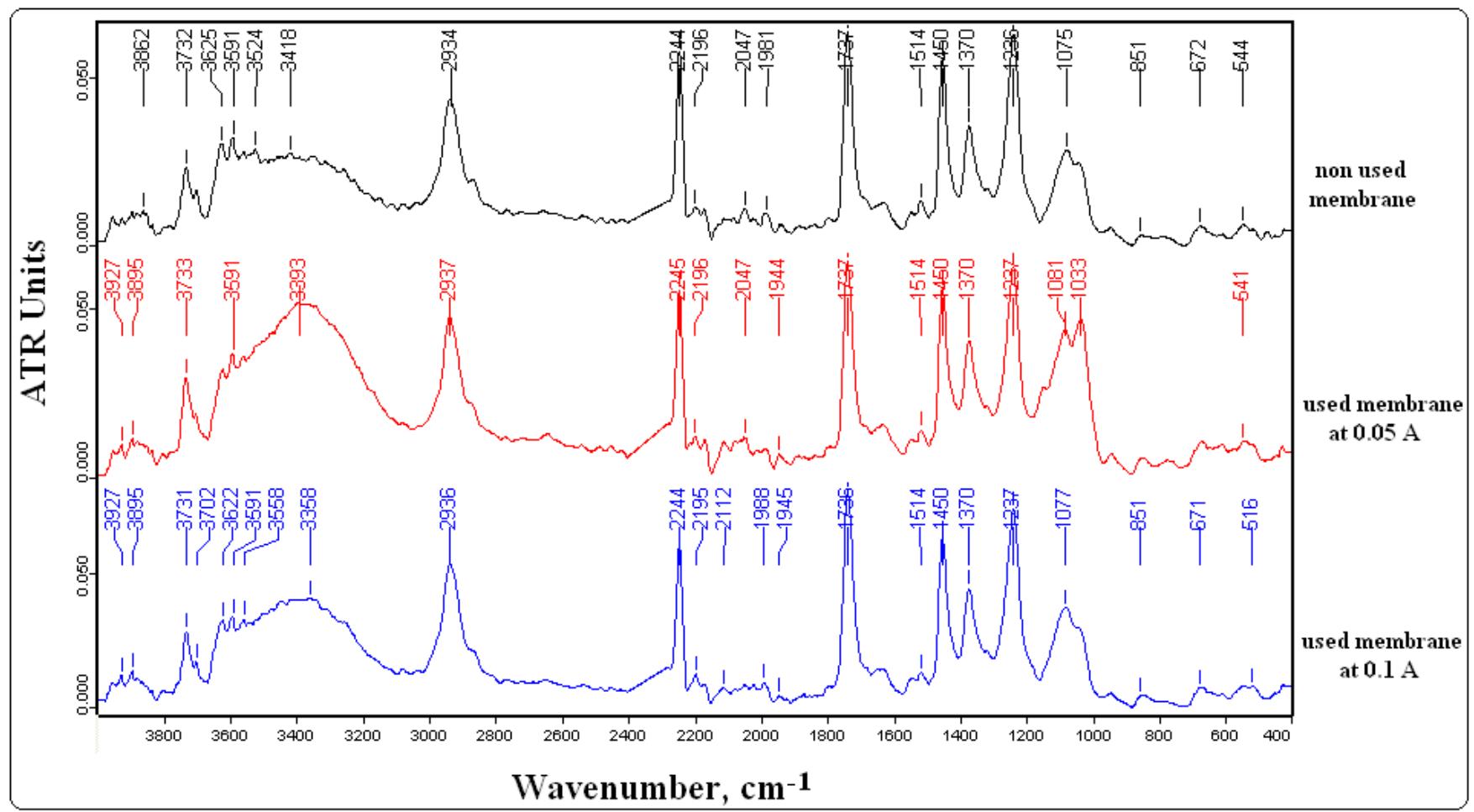 Ft-ir spectra of acrylic anion exchange membranes, for