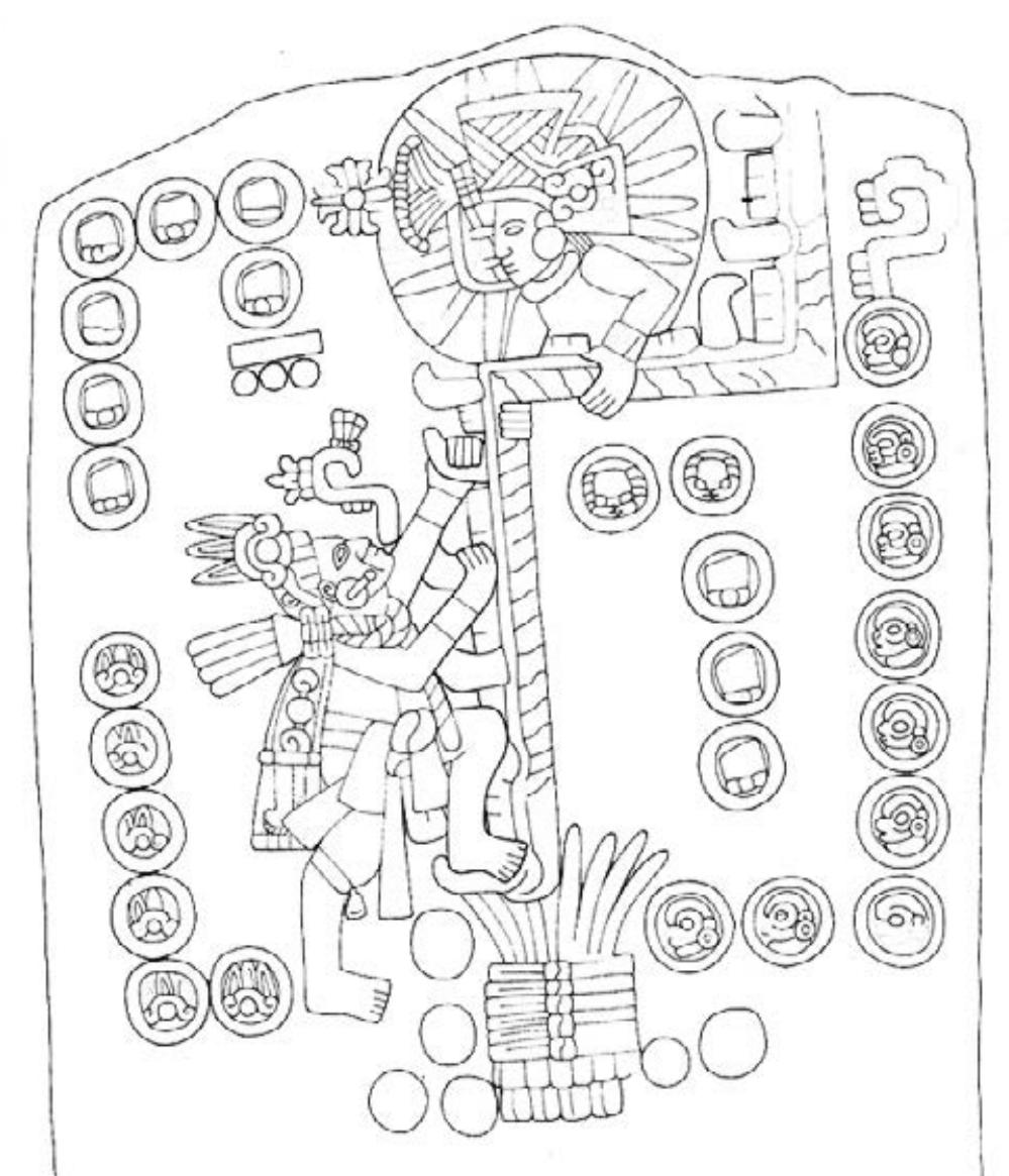 11: monument 1 from cotzumalhuapa showing the sun god and