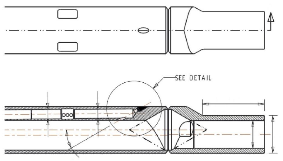Drawing of a special gas lift mandrel manufactured by a