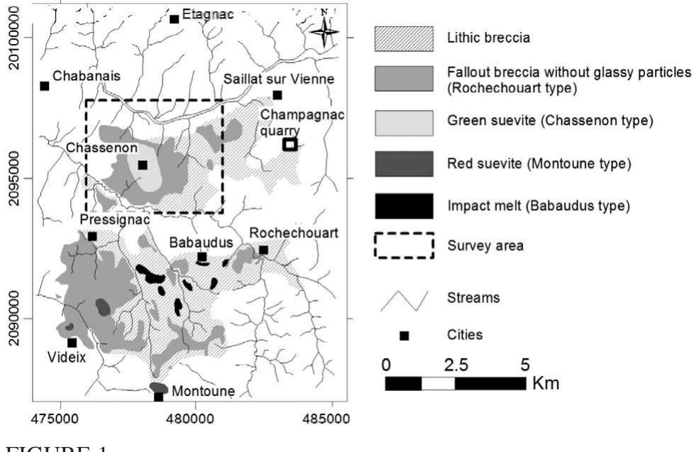 Simplified geological map of the rochechouart-chassenon