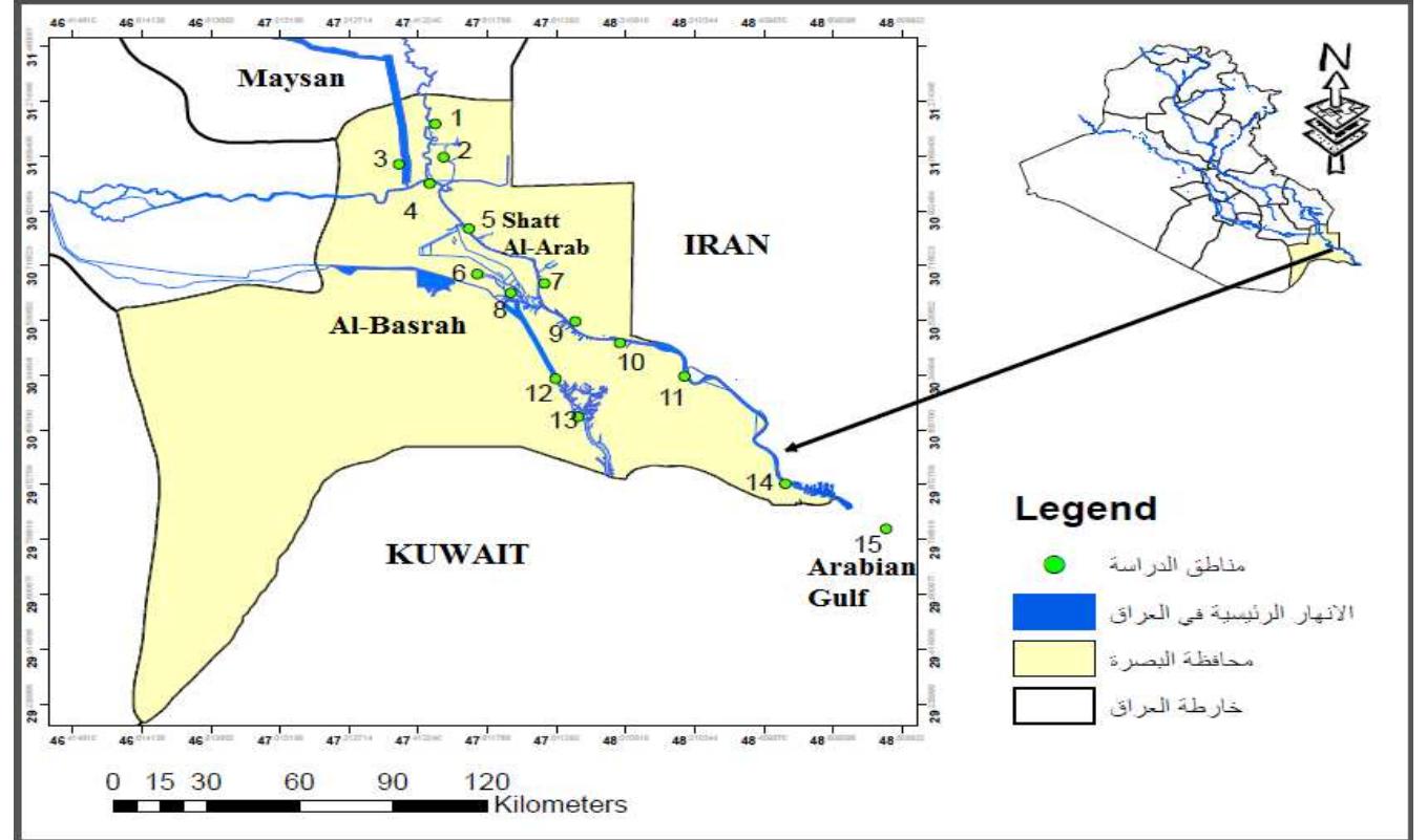 Map of basra, southern iraq, showing sample collection