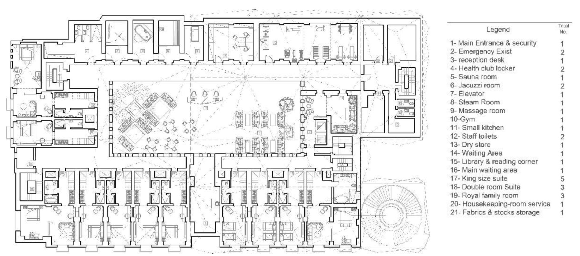 (9) 2™ floor plan showing the zones function (from the work