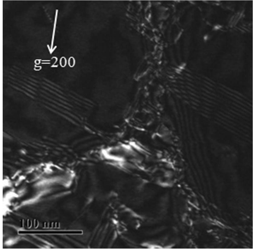 Tem dark-field micrograph showing superlattice stacking