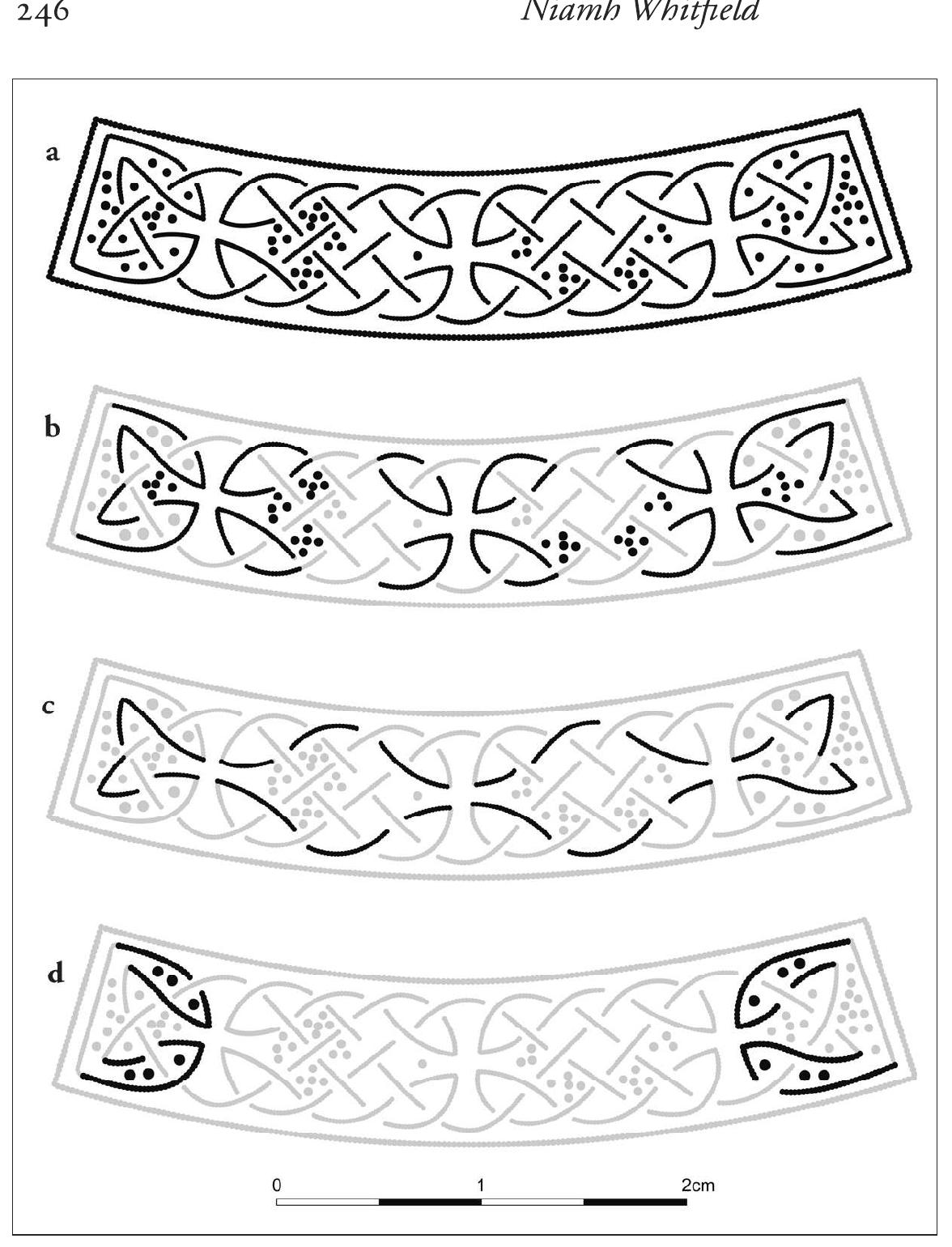 Cruciform patterns, executed in various techniques, appear