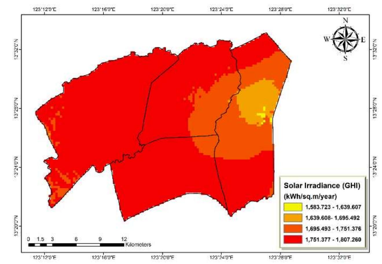 Solar irradiance map