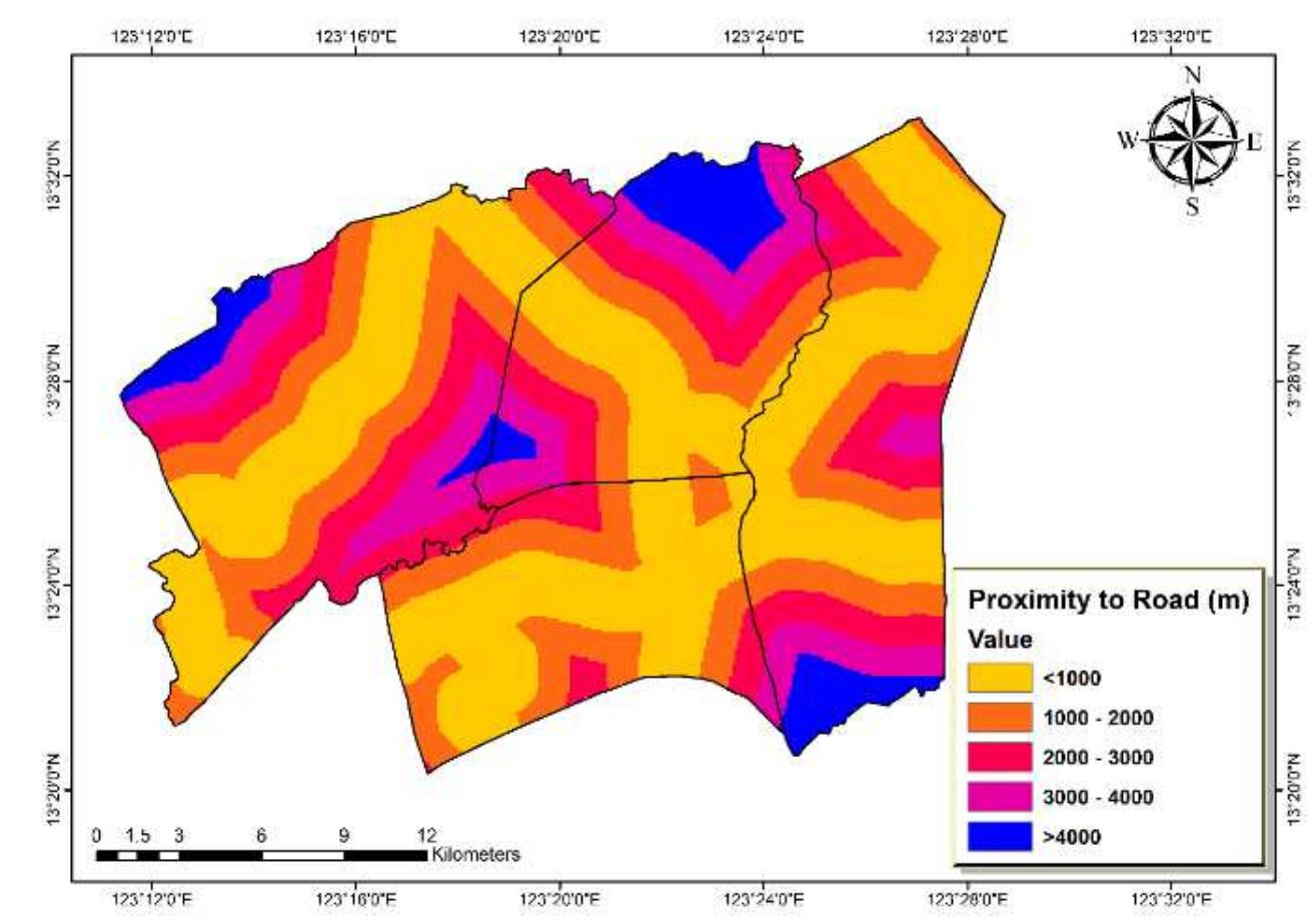 Proximity to road network map