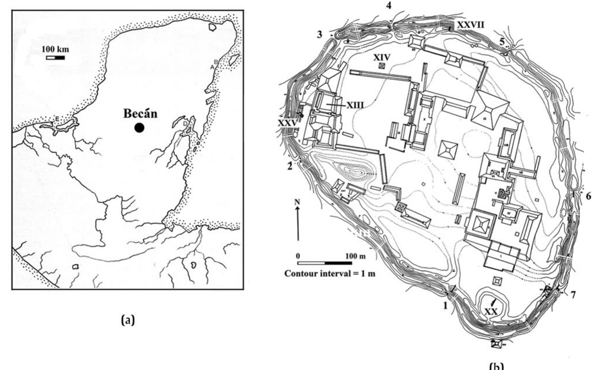 a) location of becan in the south-central maya lowlands. a) location of becan in the south-central maya lowlands.