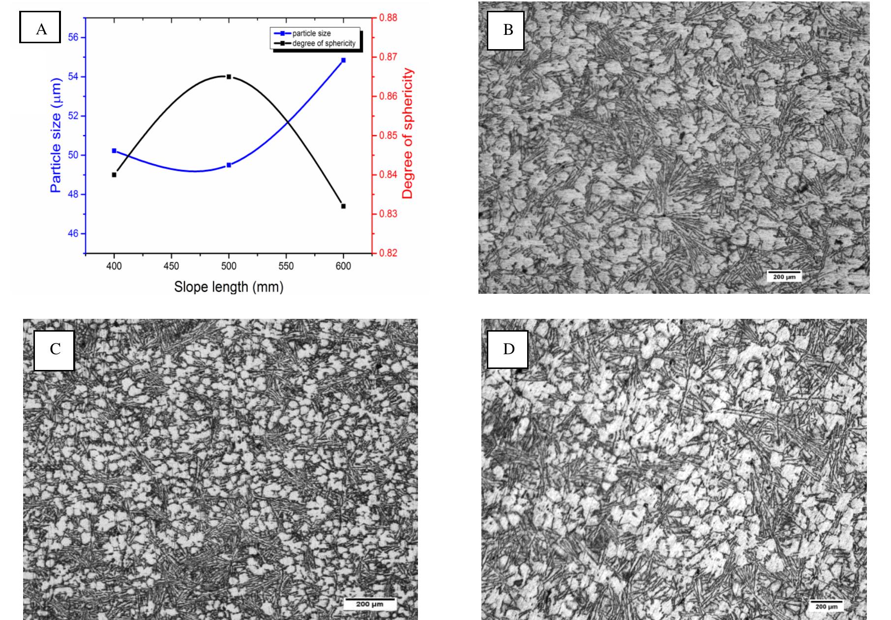 Microstructure of cooling samples at constant pouring