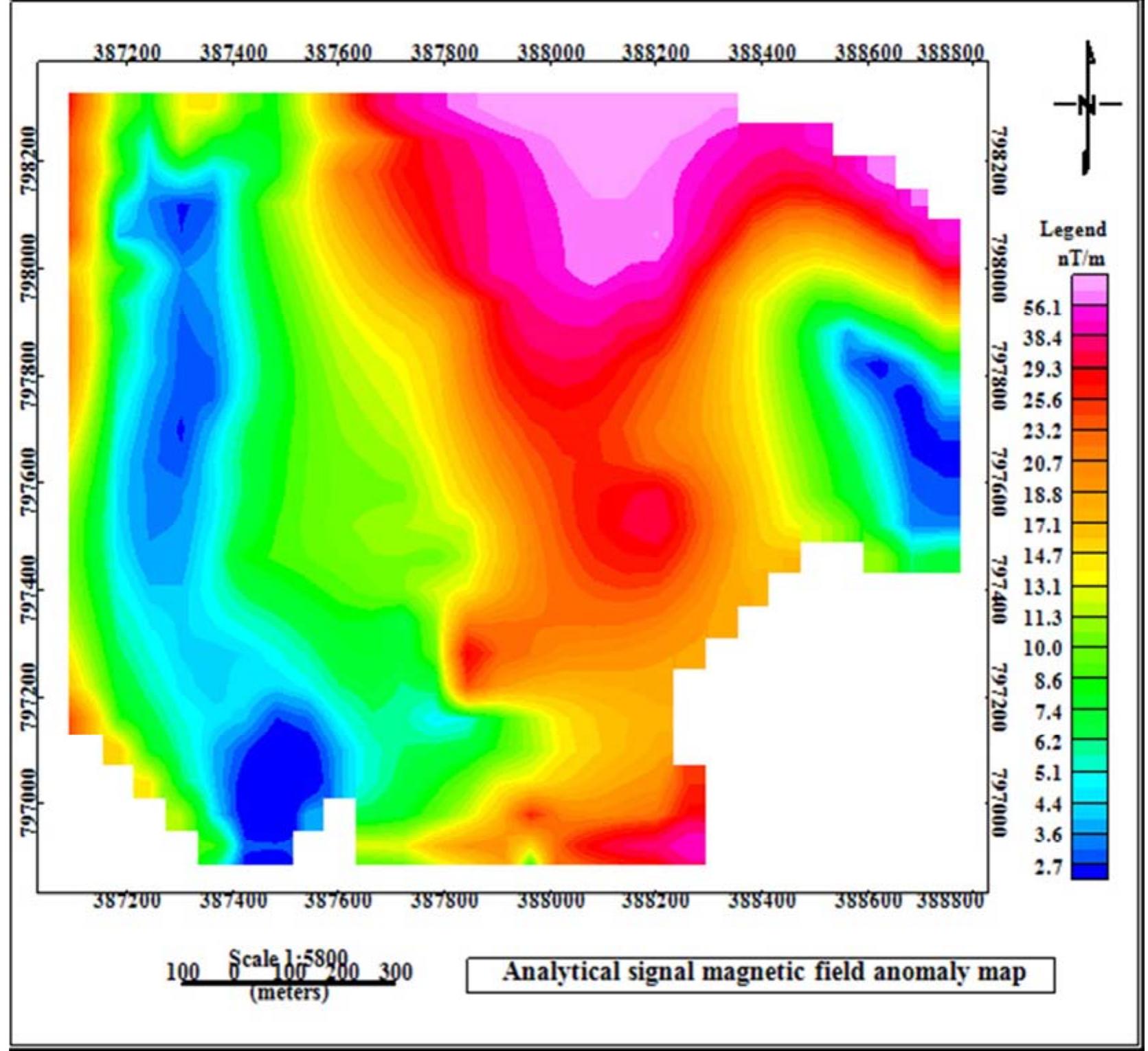Analytical signal magnetic field anomaly maps of the study