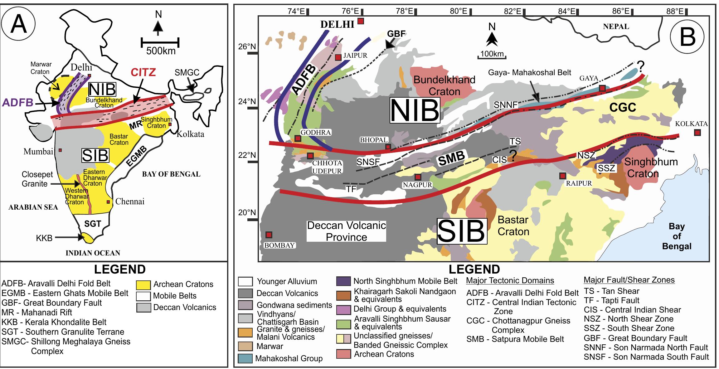(a) map of india showing the location of the central indian