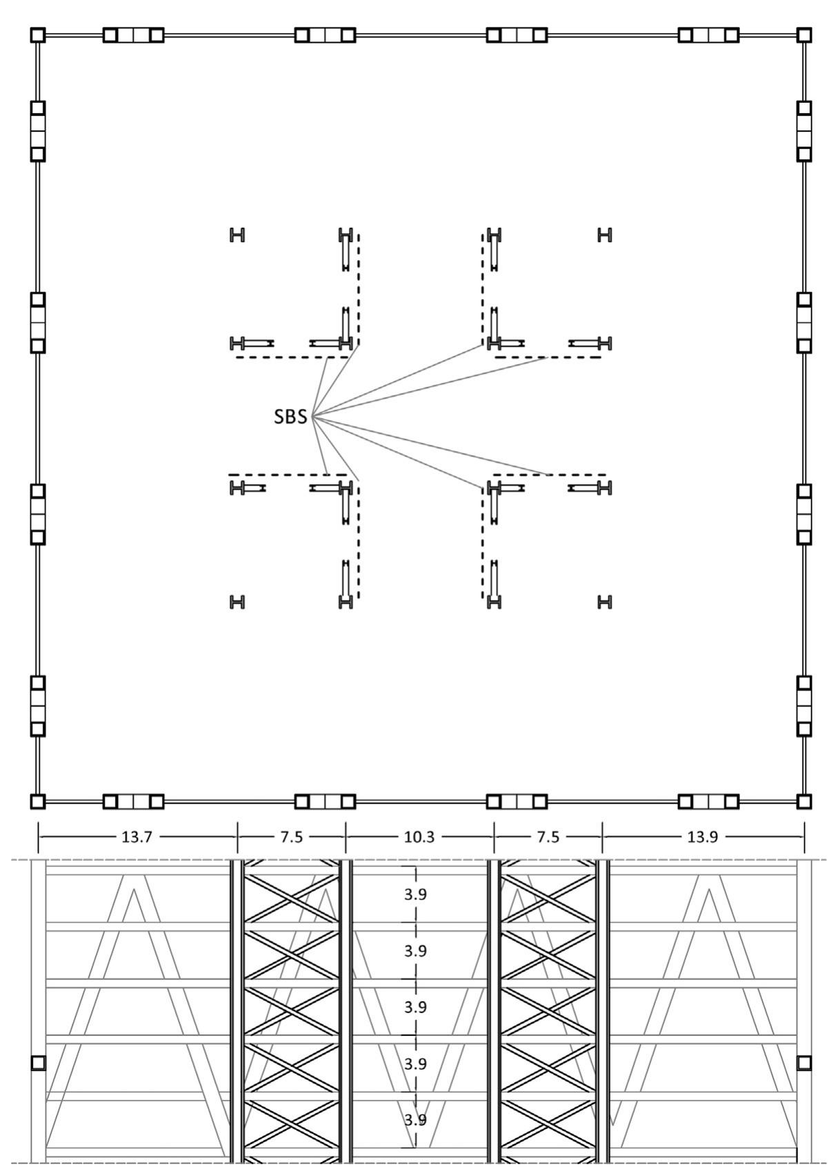 Secondary bracing systems, plan location and geometry.