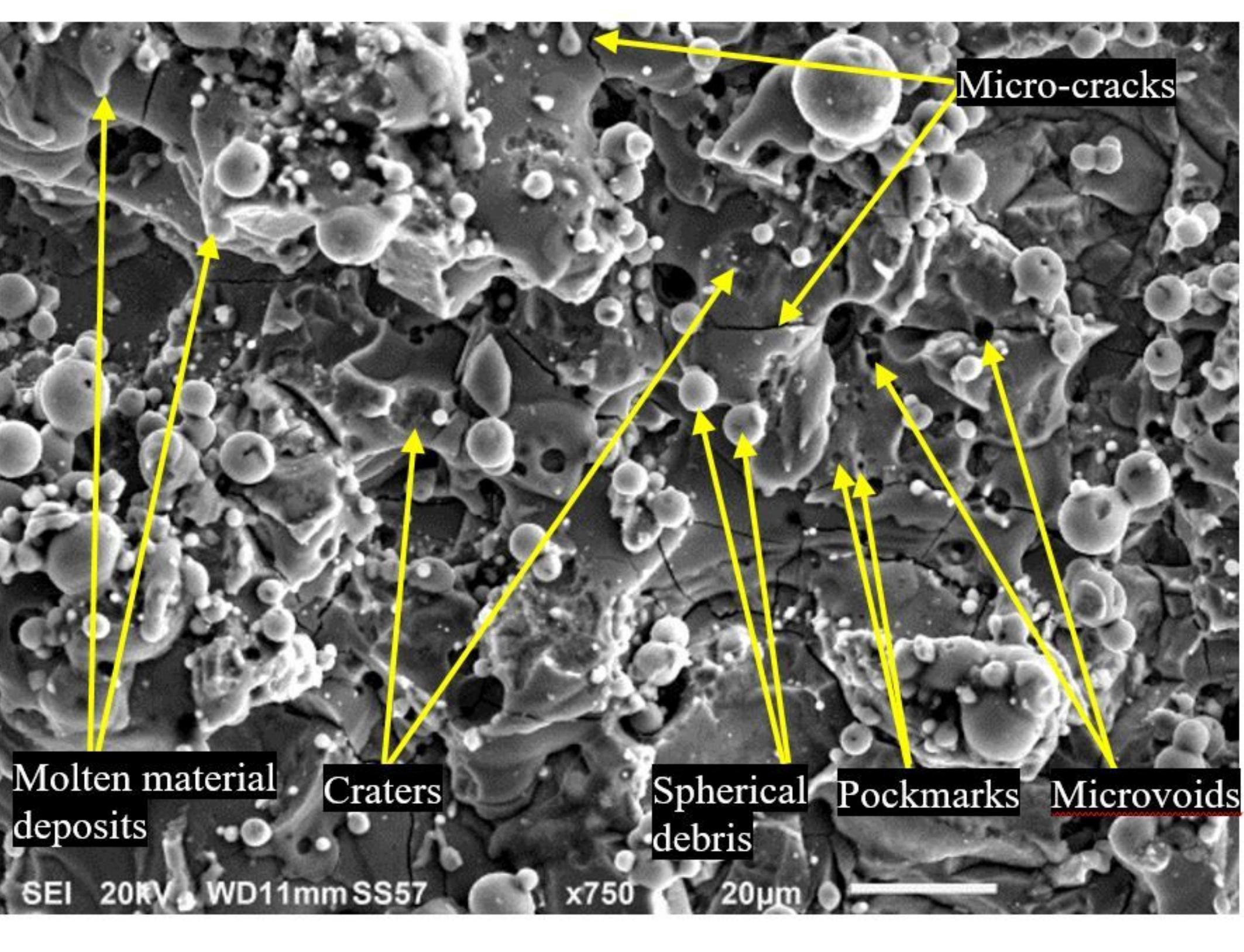 Sem micrograph of ti-6242 machined surface obtained with
