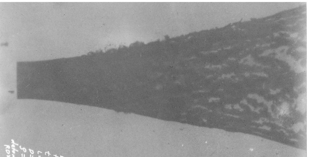 Inverse radiograph of the copper tube driven by the