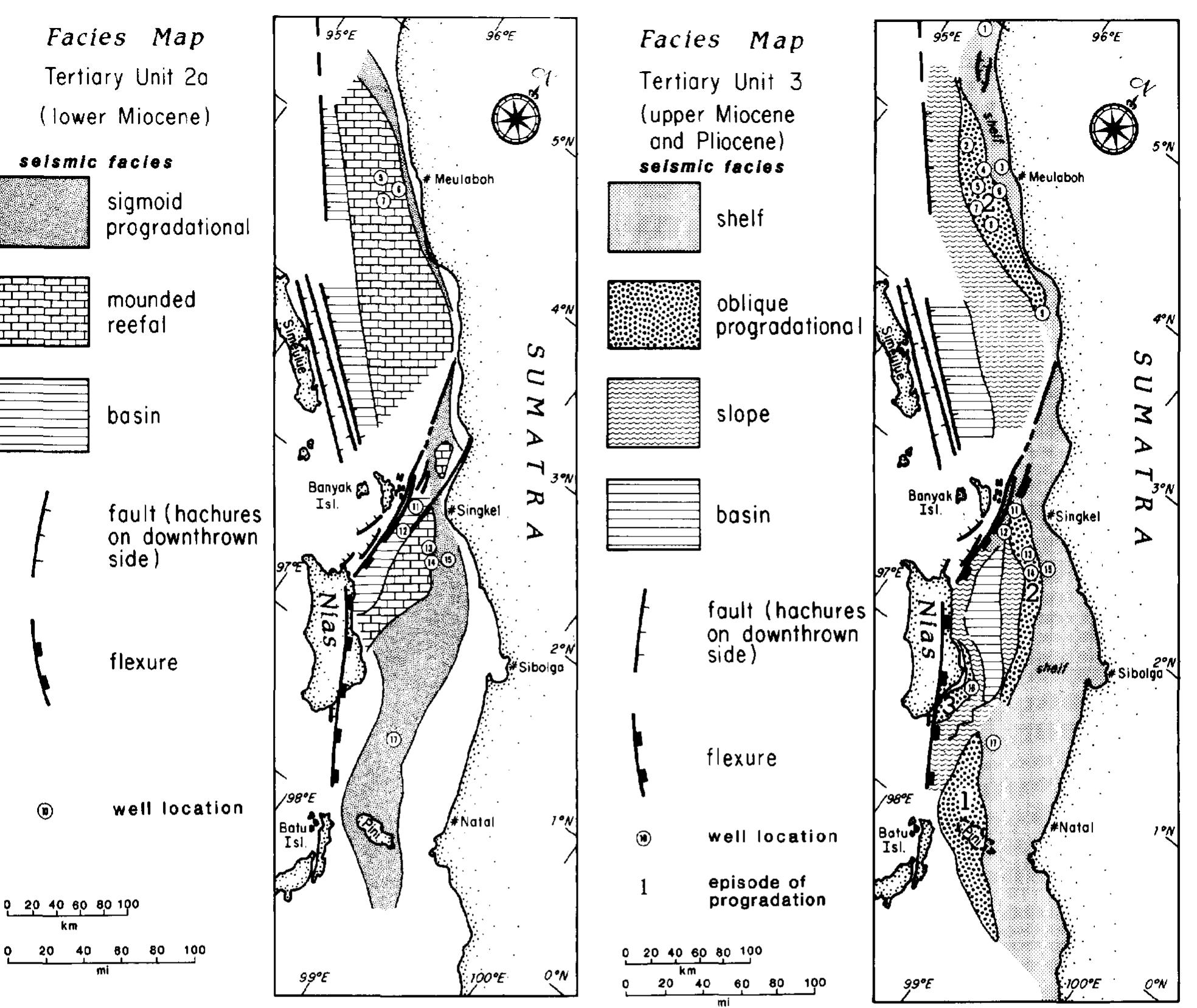 —facies map of tertiary unit 3, upper miocene and pliocene.