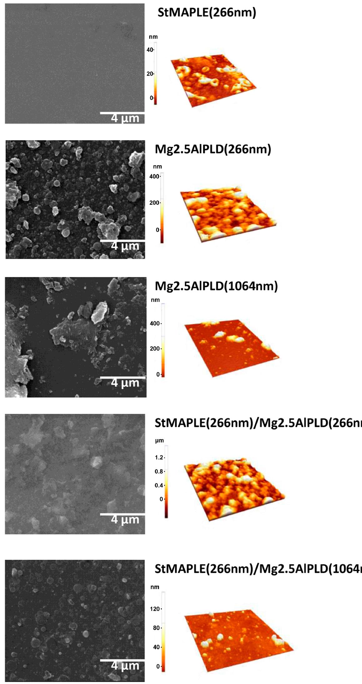 Sem images and afm topography of 5 x 5 um? area of