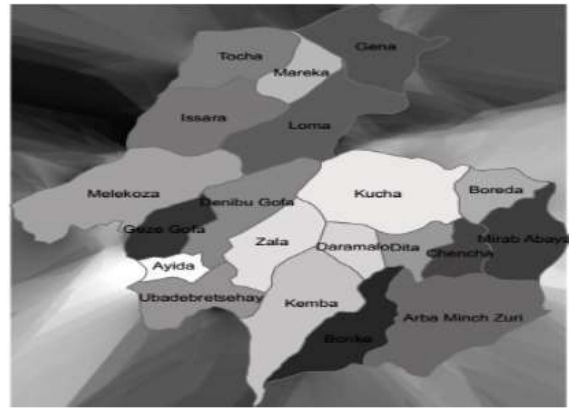 Maps of districts in dawuro and gamo gofa zones.