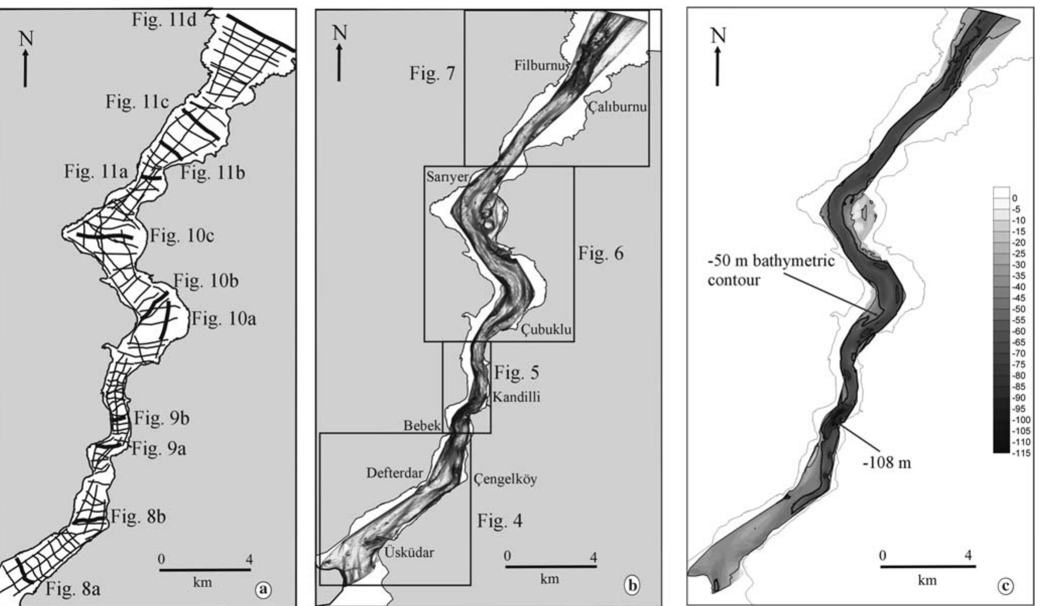 Strait of istanbul. ¢ contour map of the multi-beam