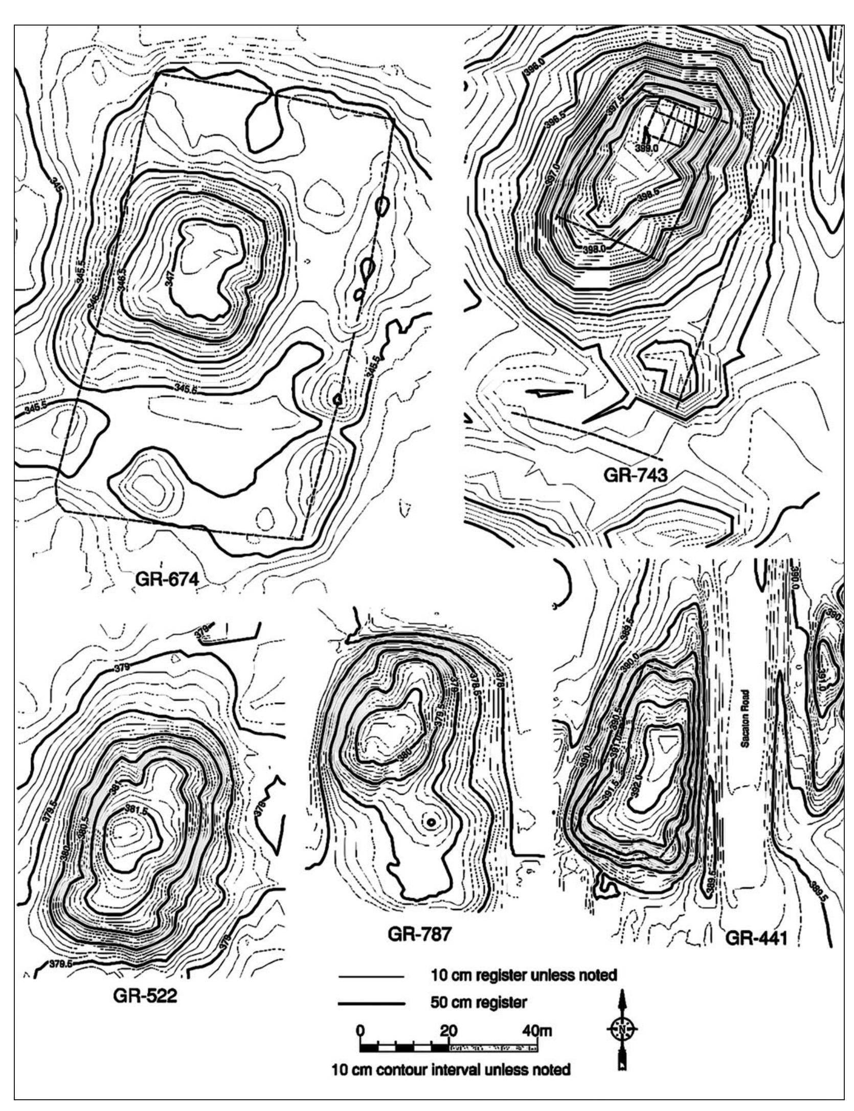 4. topographic line drawings of platform mounds located