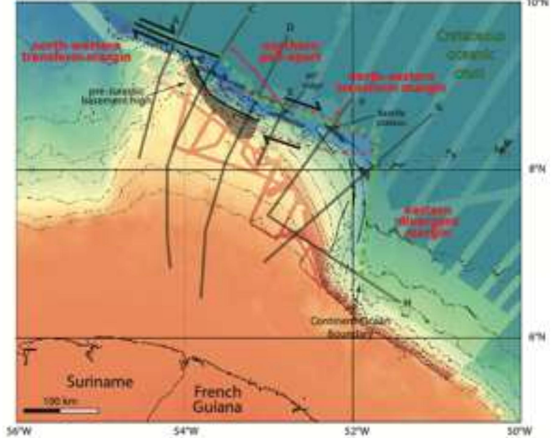 : schematic structural map of the cretaceous margins of the