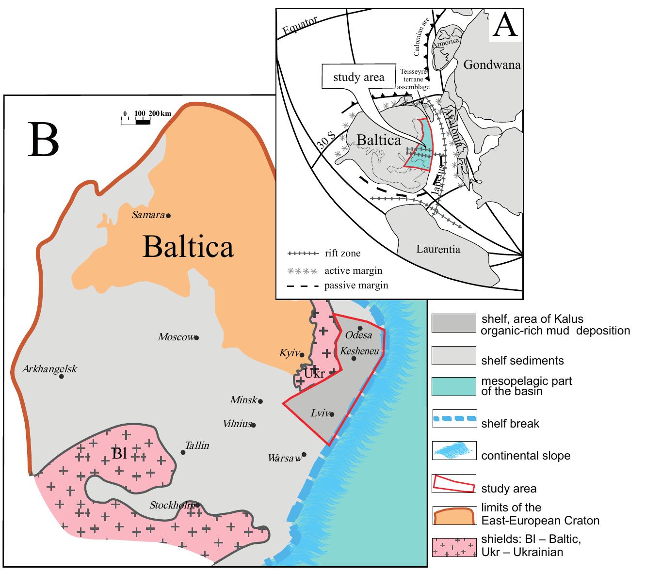 A: palaeogeographic map for the ediacaran showing the