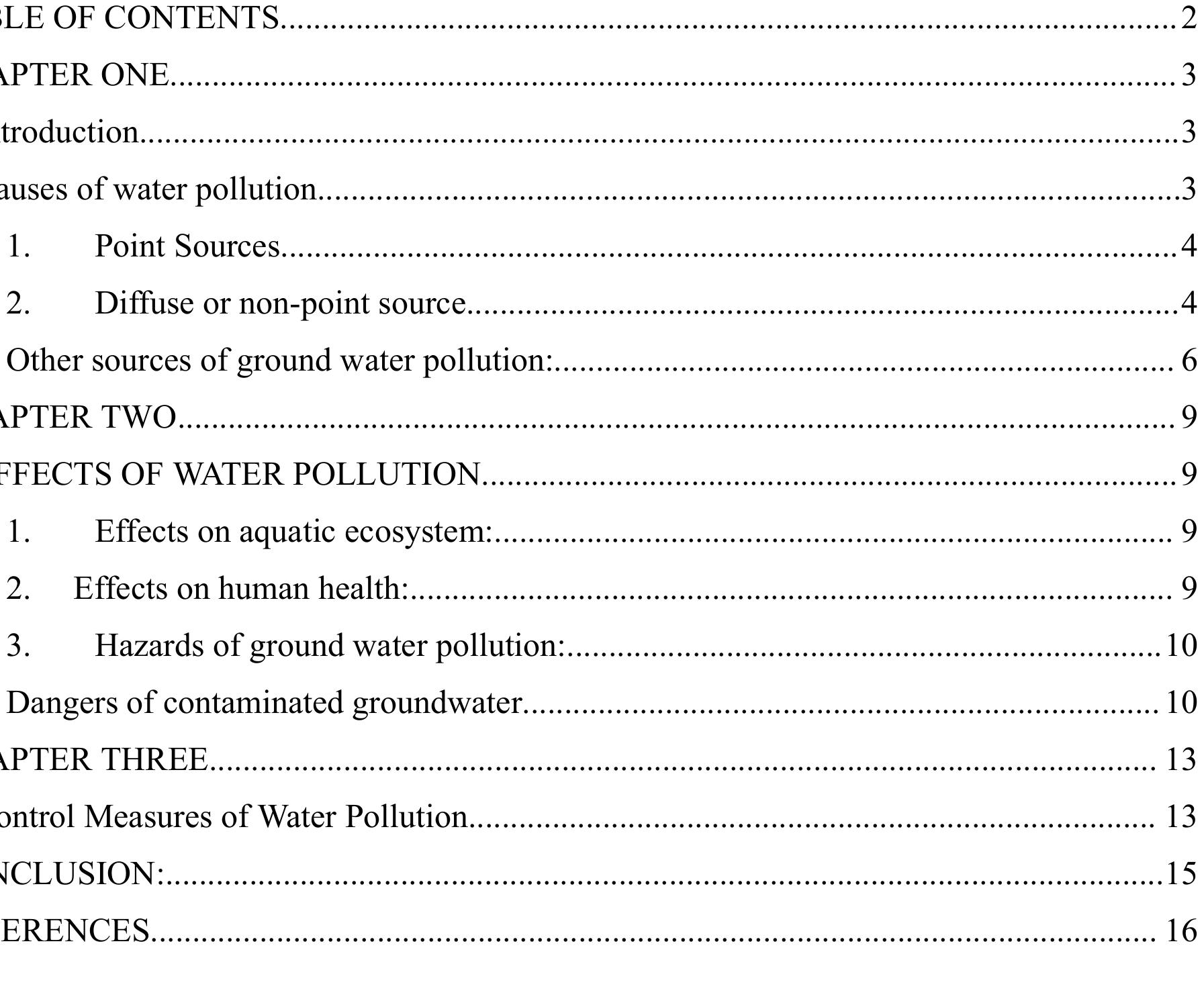 (PDF) WATER POLLUTION research paper.