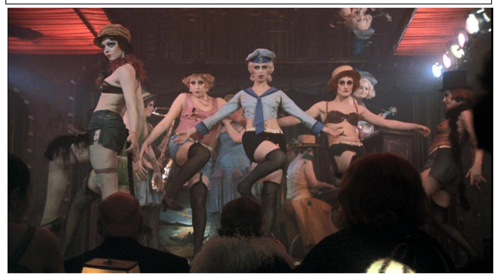 A screenshot from cabaret (bob fosse, 1972) showing the kit