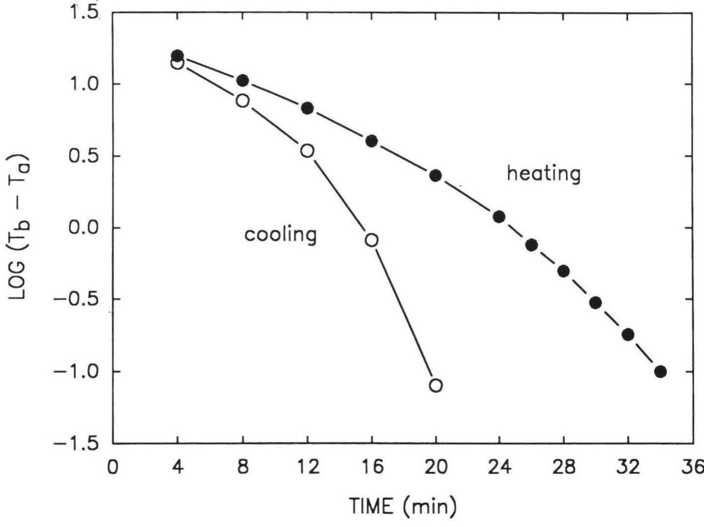 Heating and cooling curves of tarentola mauritanica during a