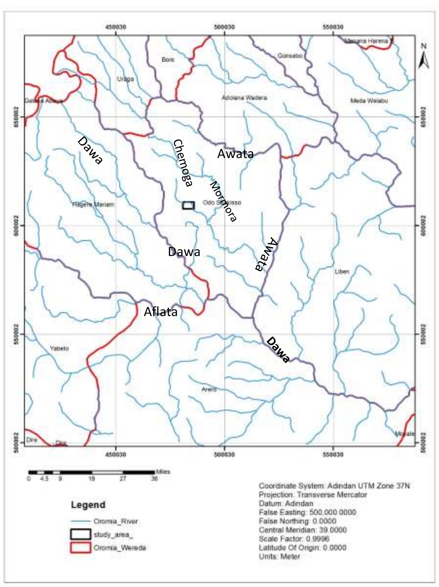 3. drainage map of the study area including dawa, mormora